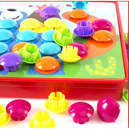 Joc Educational Button Idea AKU, cu 12 mozaicuri si 46 butoane colorate ...