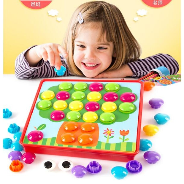 Joc Educational Button Idea AKU, cu 12 mozaicuri si 46 butoane colorate ...