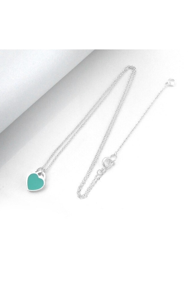 Set lant din argint 925 Tiffany cu pandantiv in forma de inima turcoaz ...
