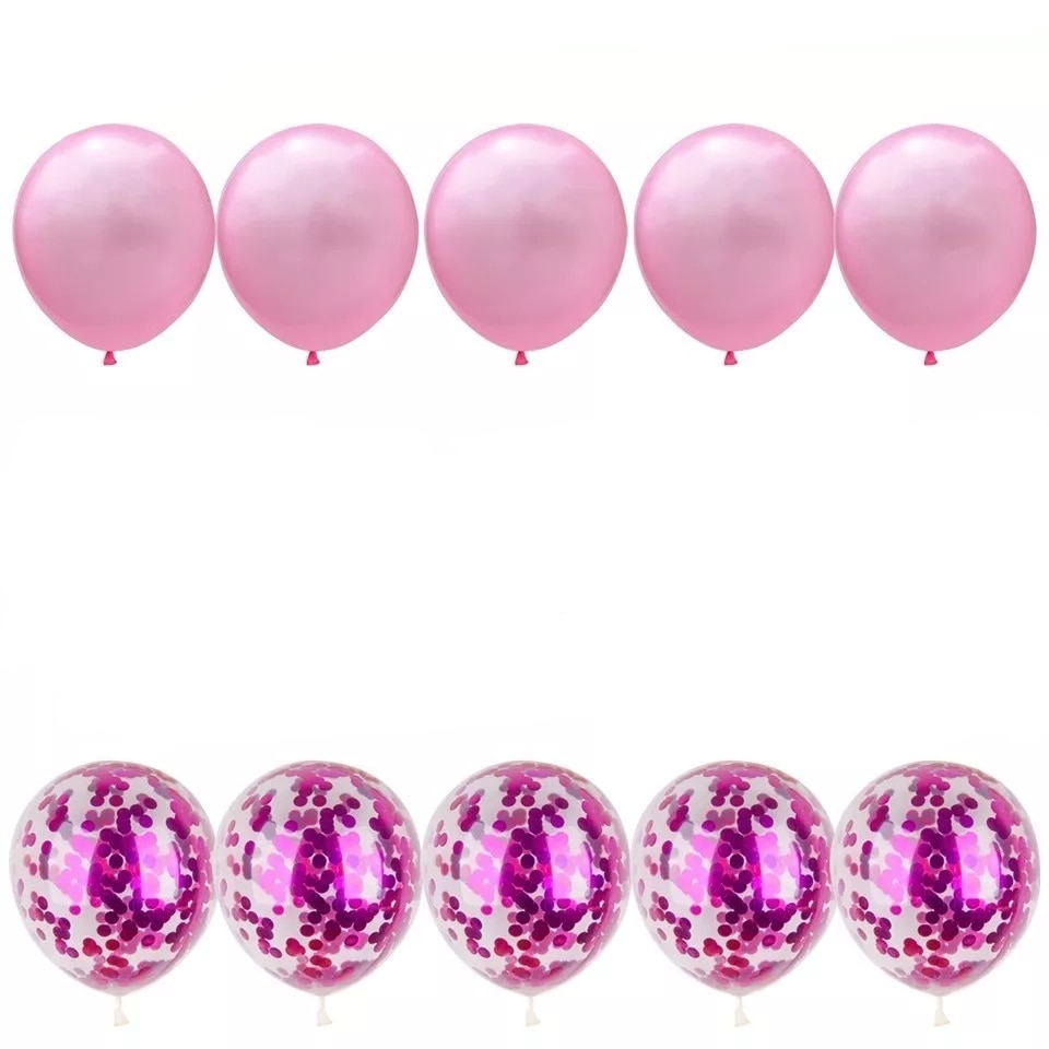 Set 10 baloane cu confetti, culoare roz, 30 cm, It's Party Time - eMAG.ro