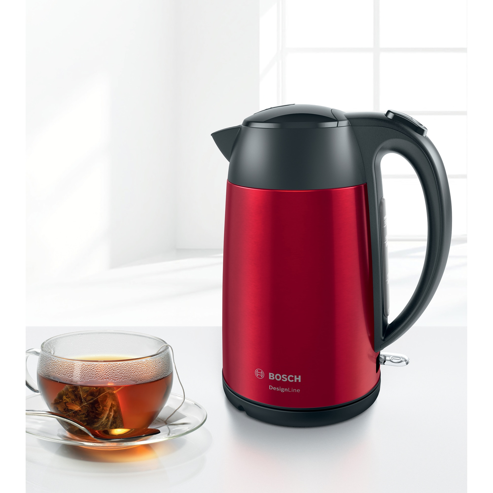 Fierbator apa Bosch DesignLine TWK4P434, 1.7l, 2400W, Rosu/ gri - eMAG.ro