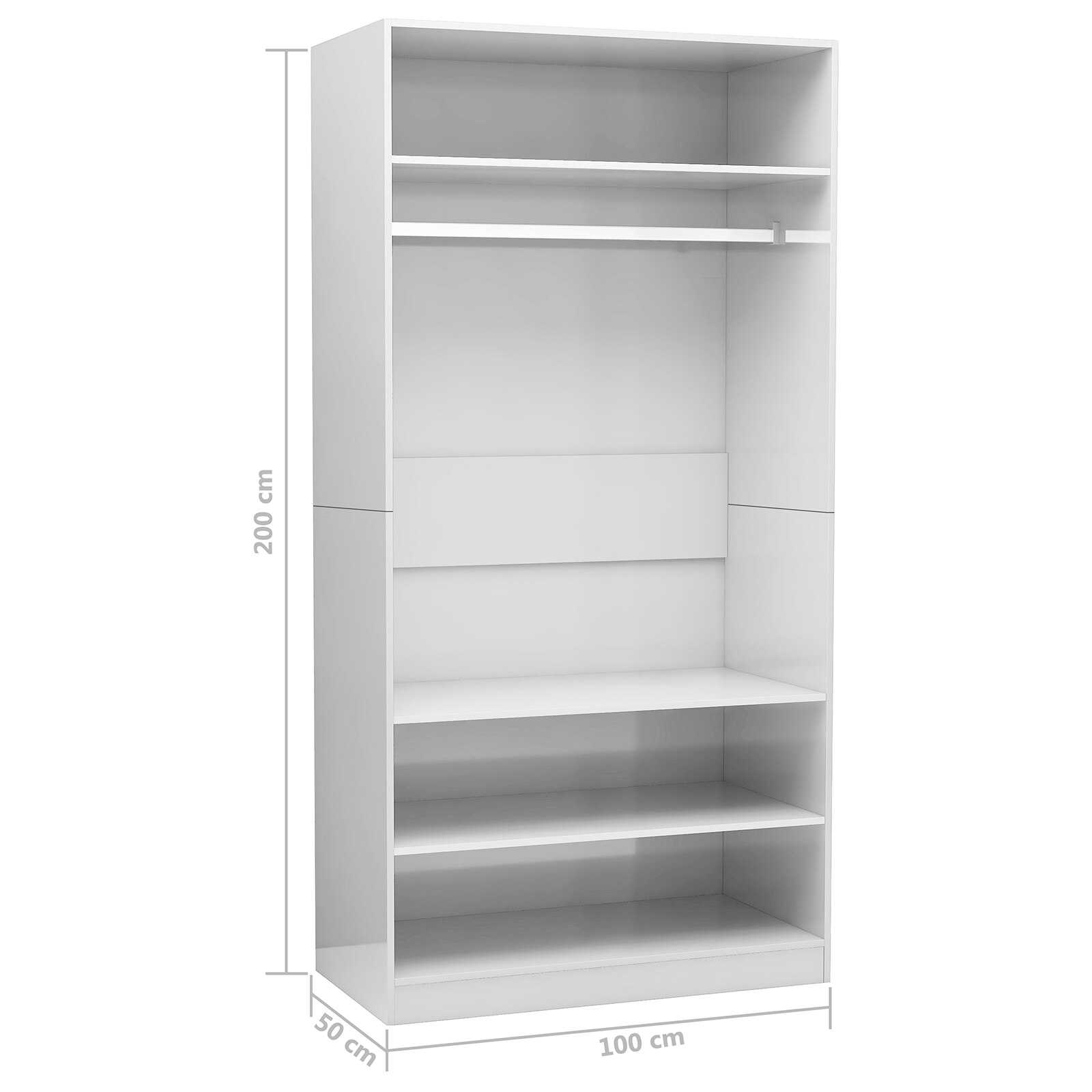 Sifonier vidaXL, PAL, alb extralucios, 100x50x200 cm - eMAG.ro