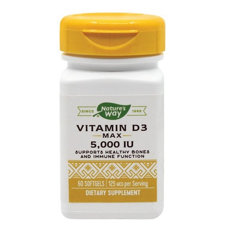 Хранителна добавка Витамин D3 5000UI Nature's Way, Secom 60 капсули ...