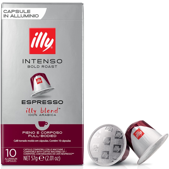 Cafea capsule, Illy Espresso Intenso, compatibile Nespresso, 10 buc, 57 ...