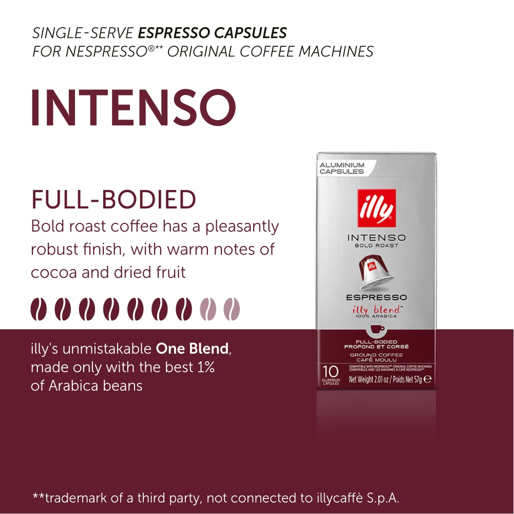 Cafea capsule, Illy Espresso Intenso, compatibile Nespresso, 10 buc, 57 ...