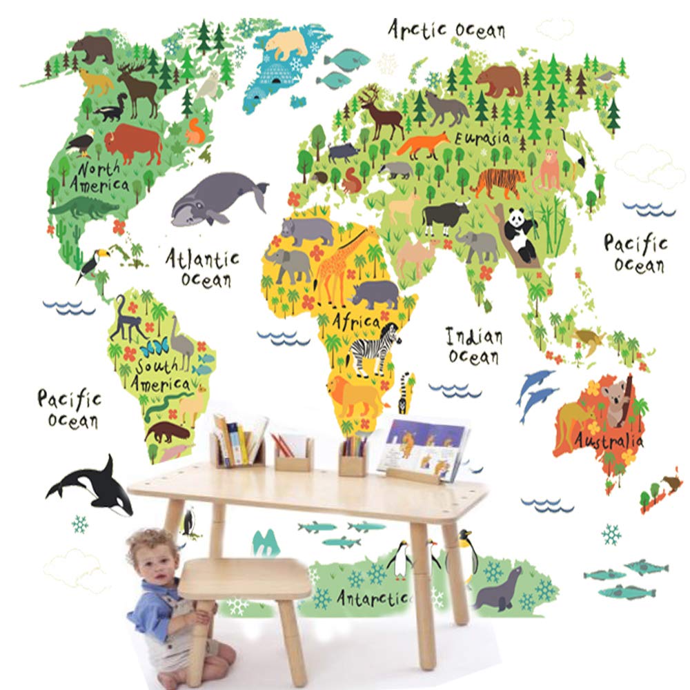 Autocolant Sticker Educativ - Harta Animata a Lumii cu Animale ...