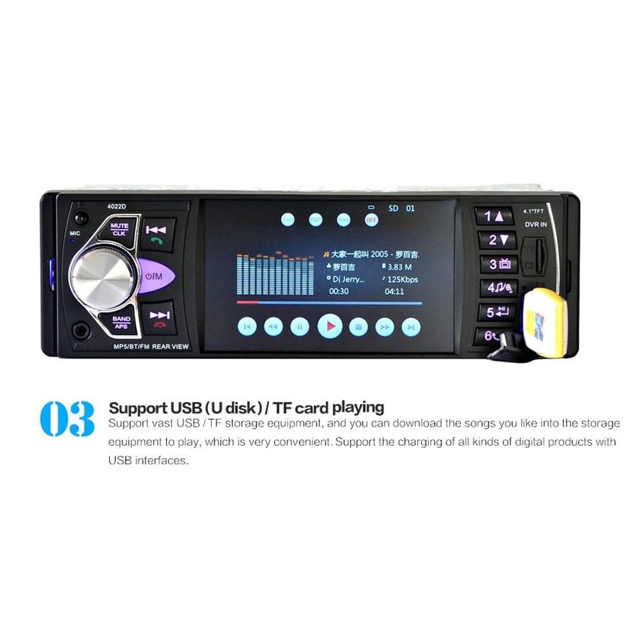 Player MP5 auto, 1Tech, Model 4022D, Display 4 inch, Bluetooth, USB ...
