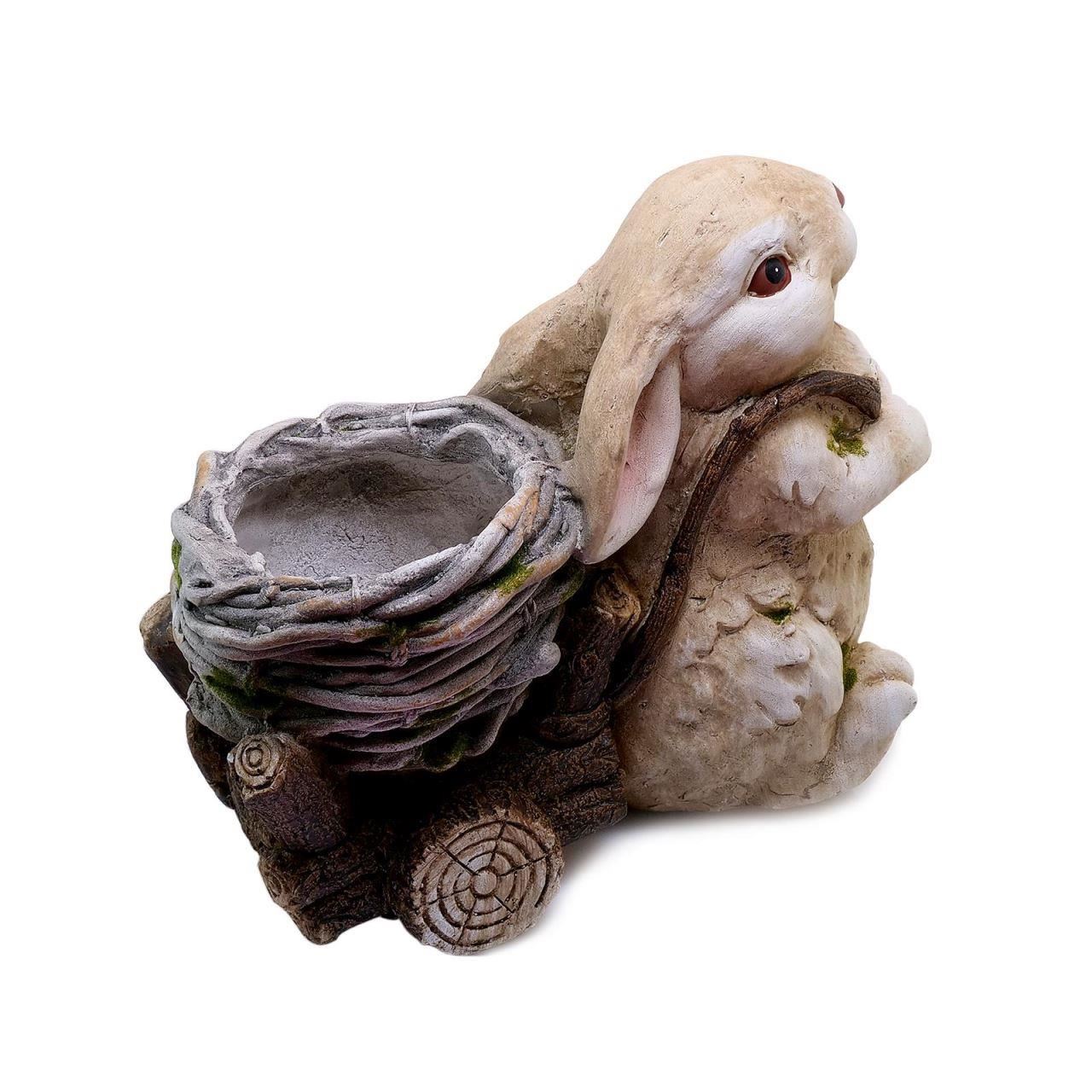 Decoratiune gradina, ceramica, iepure cu carucior, 34x19x39 cm - eMAG.ro