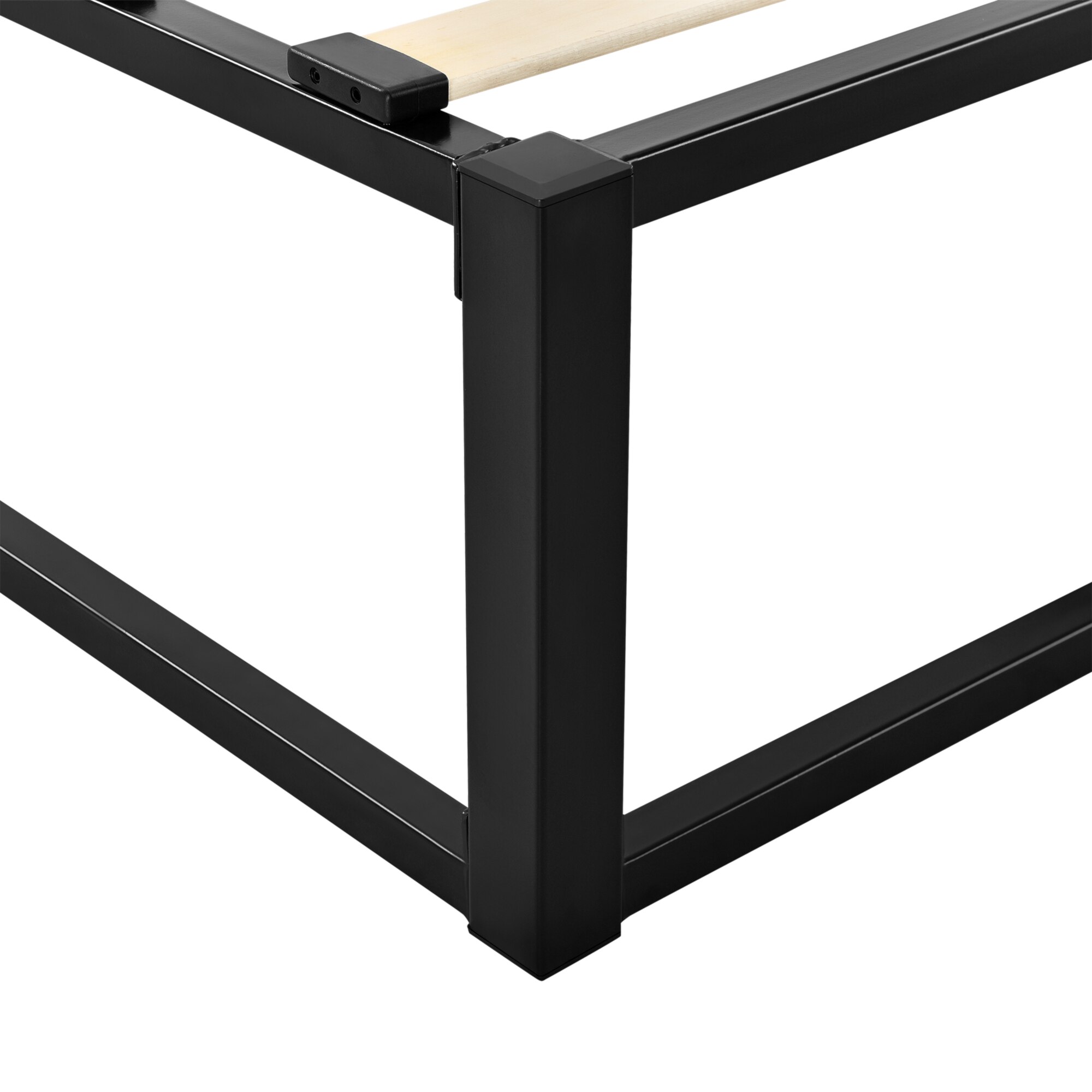 Pat rama metalica Vest, en.casa, 200cm x 160cm, otel, negru, pentru 2 ...