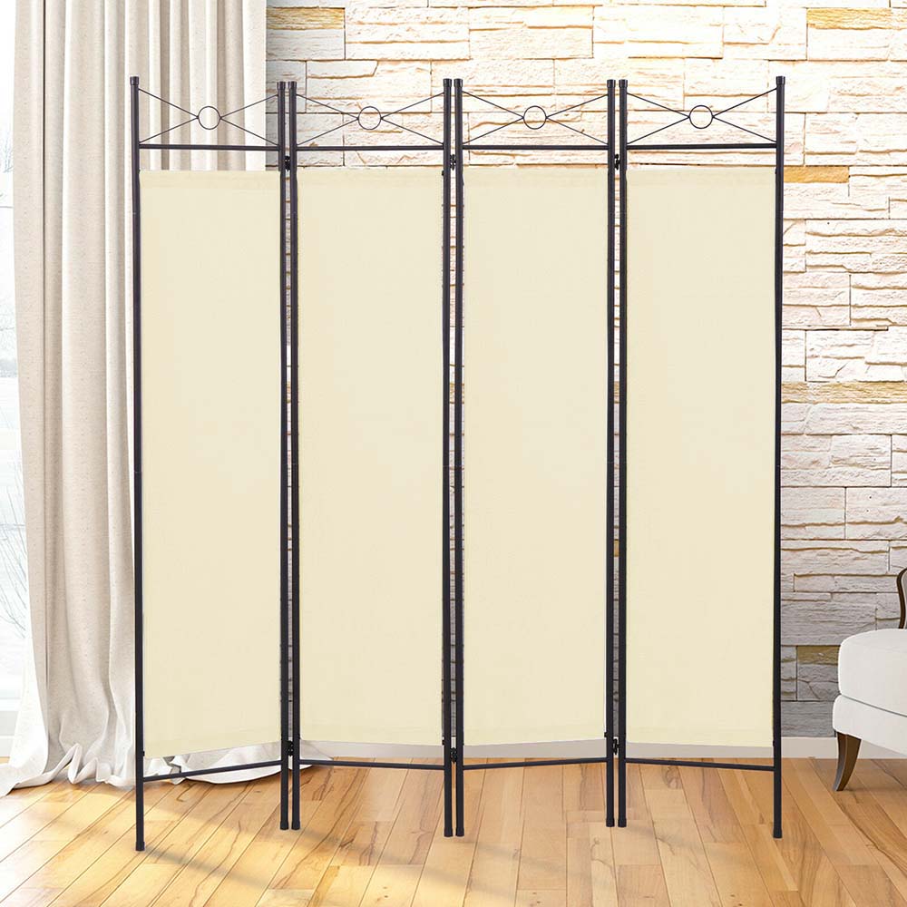 Paravan despartitor Timeless Tools, din 4 panouri, Negru-Bej - eMAG.ro