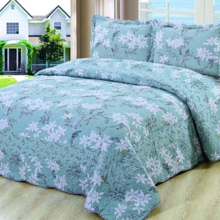 Set Cuvertura de Pat + 2 Fete de Perna, Bumbac Tip Finet, Blue Flowers - eMAG.ro