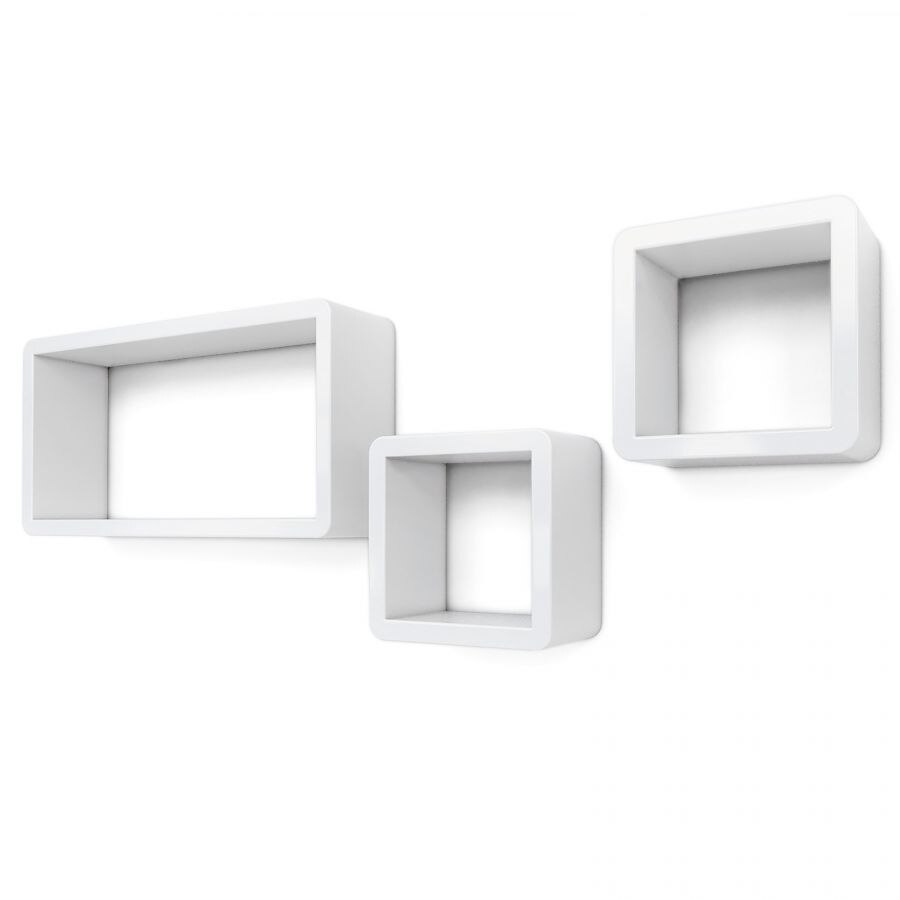Set 3 cuburi de perete, MDF alb - eMAG.ro