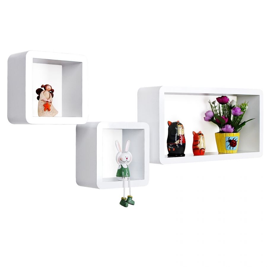 Set 3 cuburi de perete, MDF alb - eMAG.ro