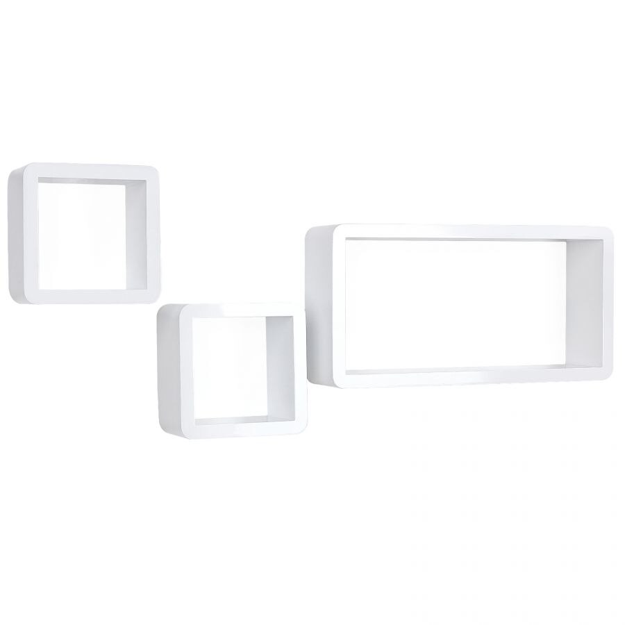 Set 3 cuburi de perete, MDF alb - eMAG.ro