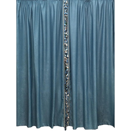 Set draperie, uni, bleu pudrat, 200X245X2buc cu ciucuri by Liz Line ...