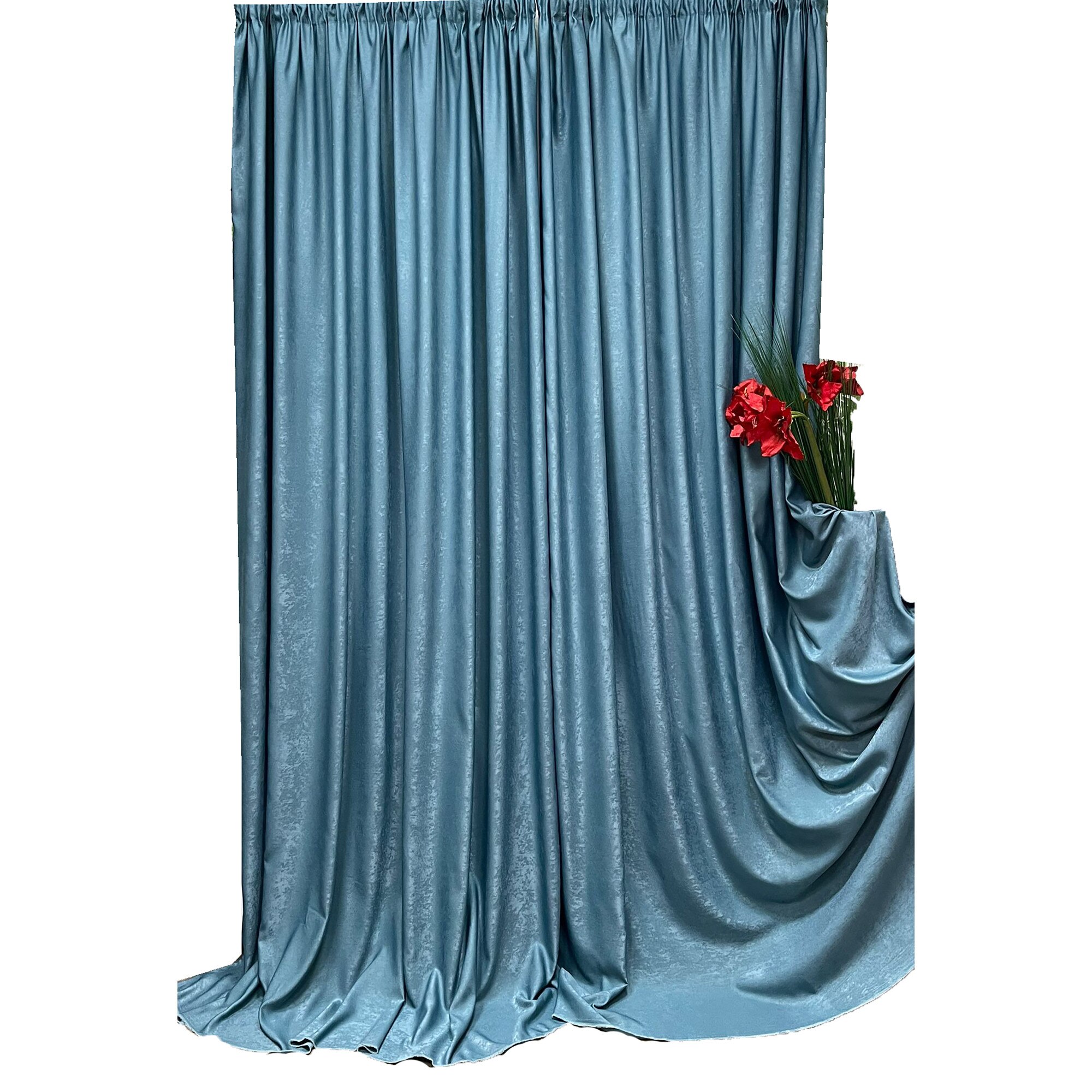 Set draperii semiopace, uni, culoare bleu pudrat, colectia "Monocrom by ...