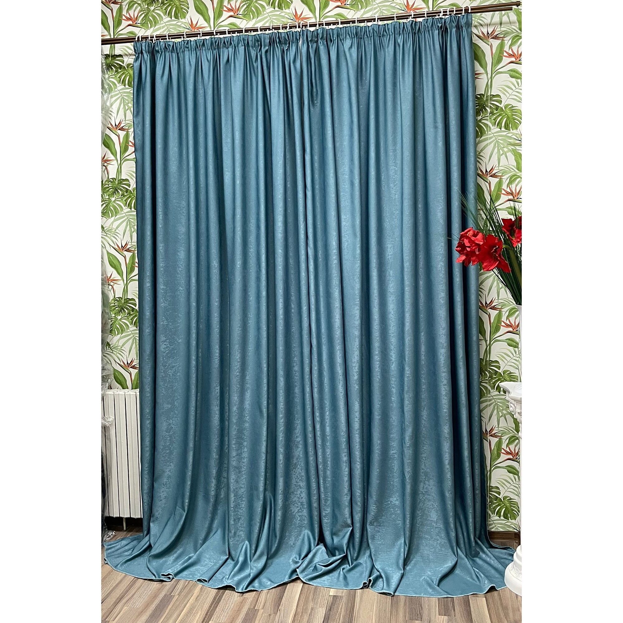 Set draperii semiopace, uni, culoare bleu pudrat, colectia "Monocrom by ...
