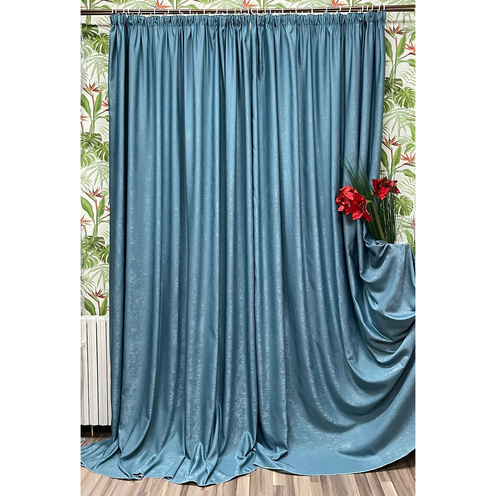 Set draperii semiopace, uni, culoare bleu pudrat, colectia "Monocrom by ...