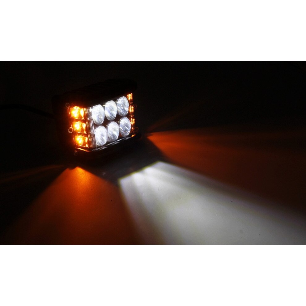 LED Proiectoar Flexzon, Bicolor, Alb si Galben Stroboscop, 45W, 12V-24V, 9.5x7.5cm, pentru ATV ...