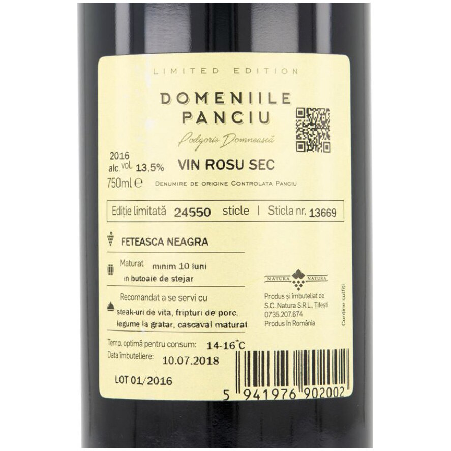 Vin Rosu Podgorie Domneasca Feteasca Neagra, Sec, 14%, 0.75l - eMAG.ro
