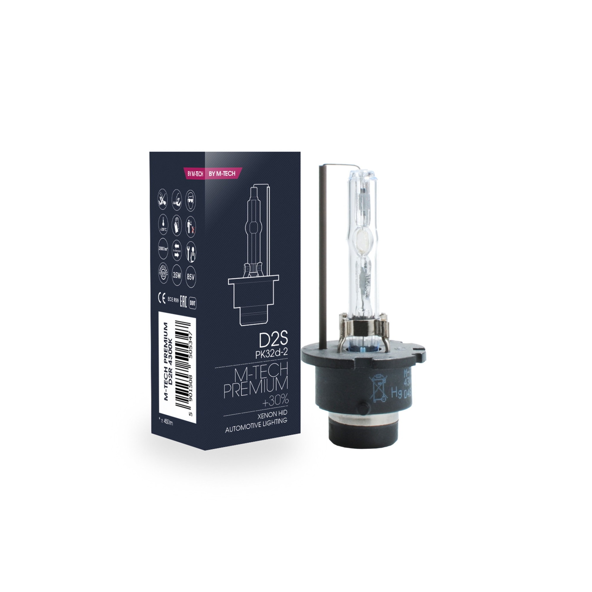 Ксенонова Крушка За Фар D2S Premium +30%, 4300K, 85V, 35W, 1 Брой M ...
