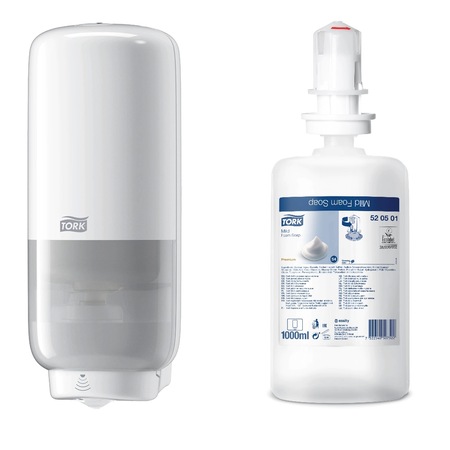 Dozator senzor sapun spuma Tork alb - ABS 1 litru + 1 Rezerva sapun Tork S4 - eMAG.ro