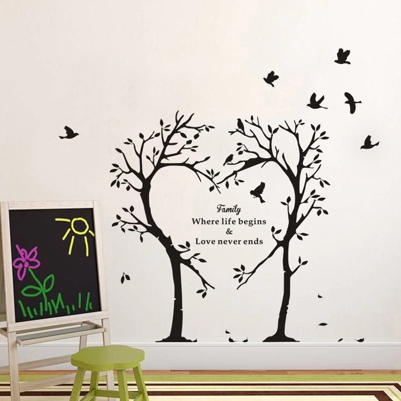 Sticker decorativ perete citat Copac Familie (60 x 70 cm; montat: 100 x ...