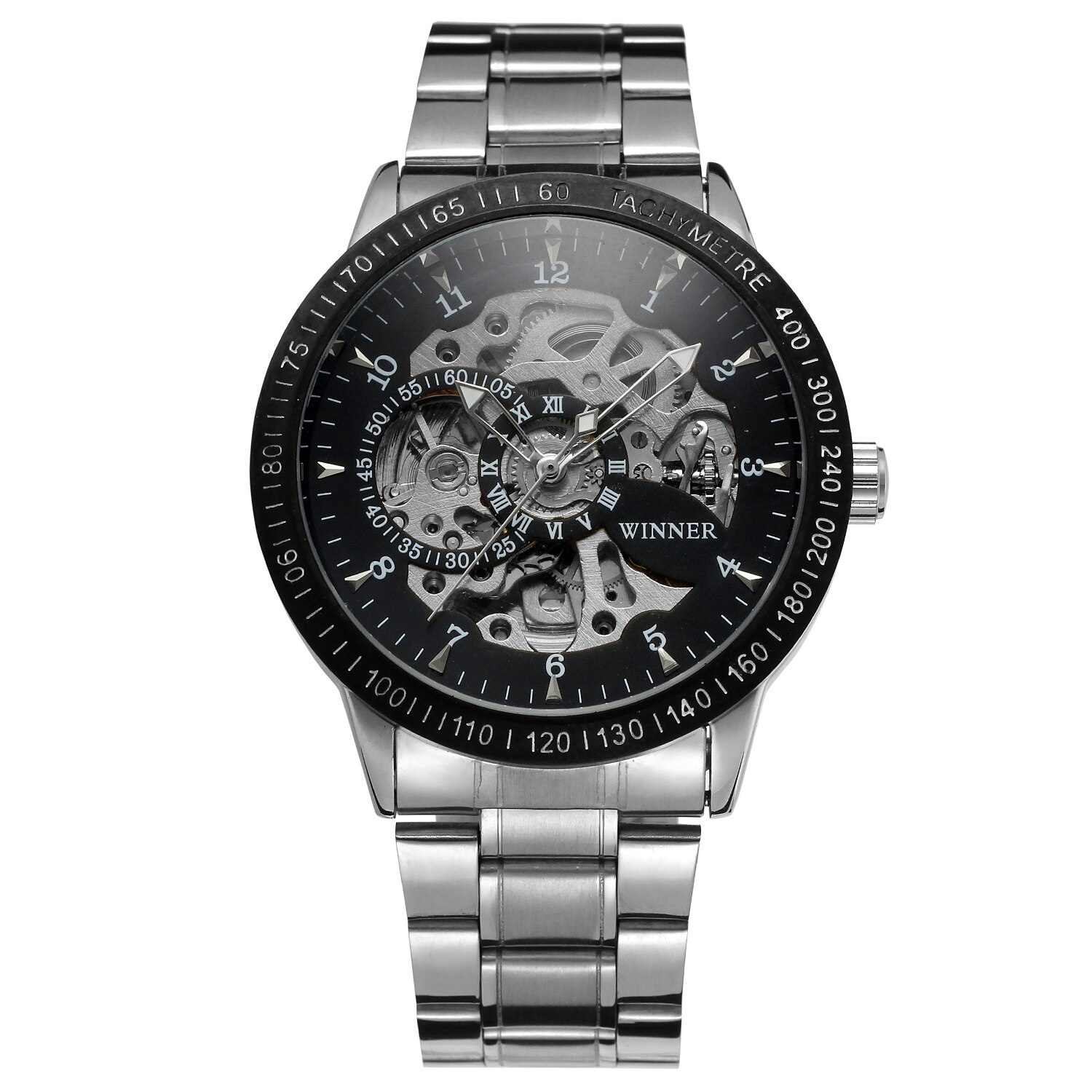 Ceas Mecanic Automatic Skeleton cu Bratara din Otel Inoxidabil ...