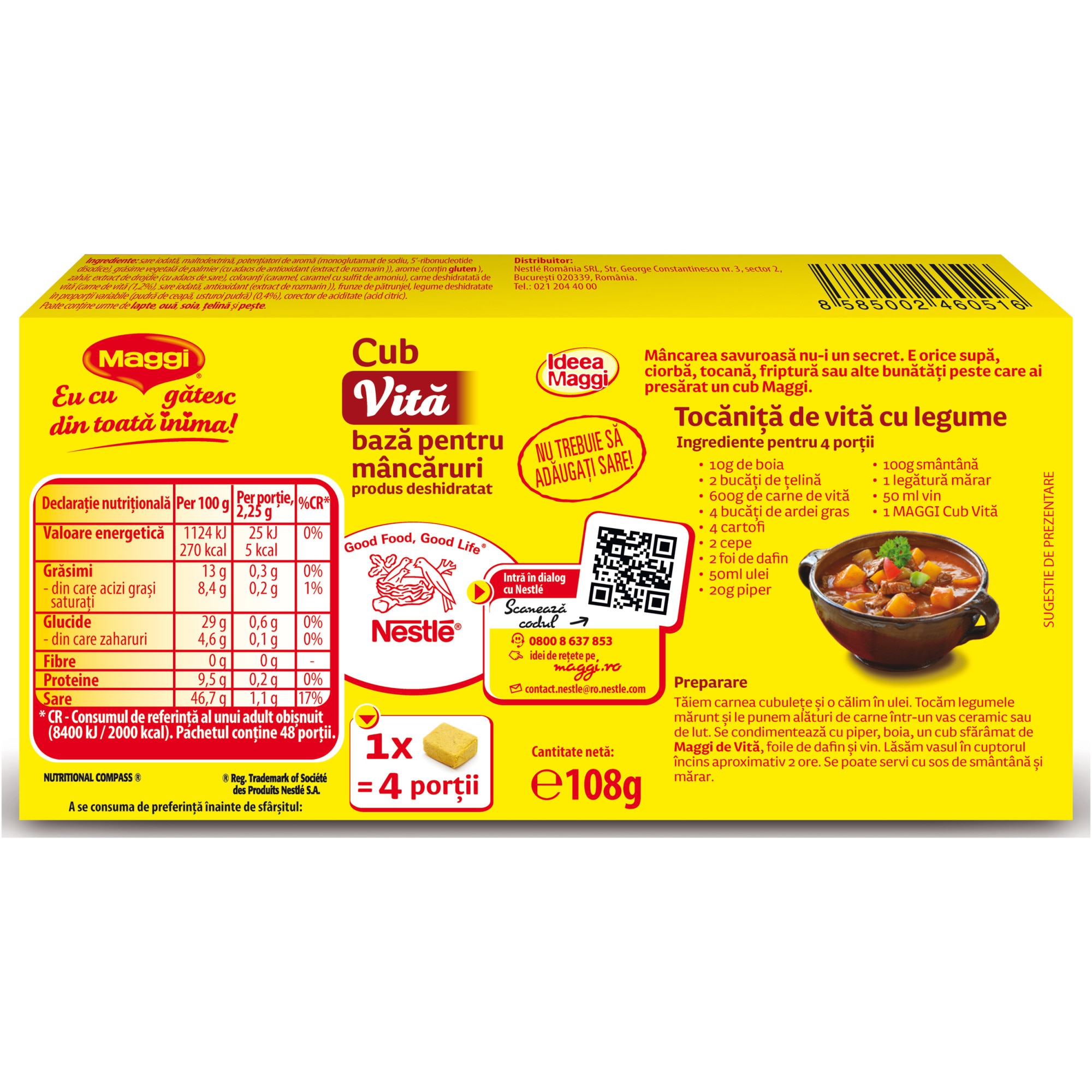 Baza pentru mancare Cub Maggi cu gust de vita, 60g - eMAG.ro