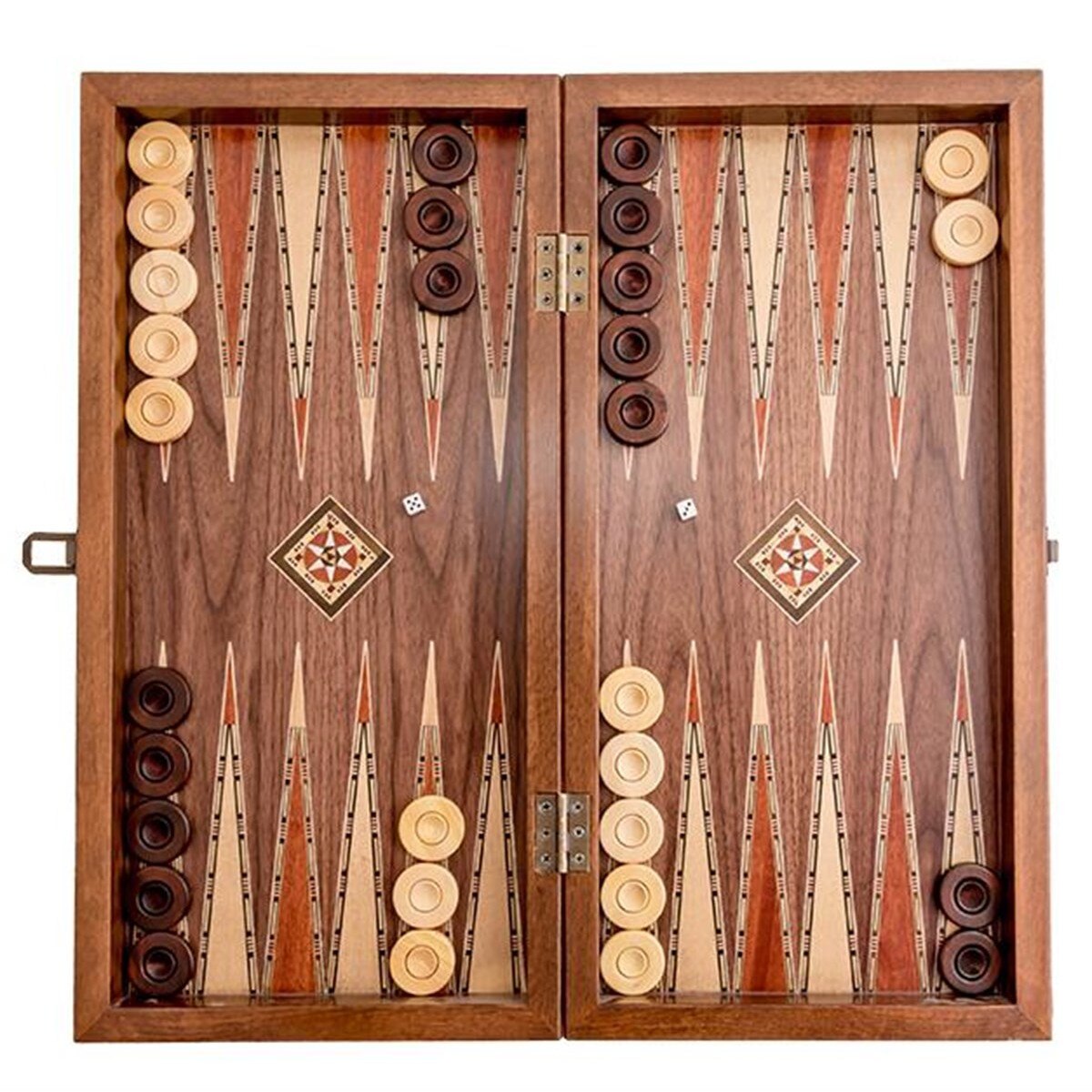 Joc de table si sah din lemn masiv si sidef lucrate manual 2236 Walnut ...