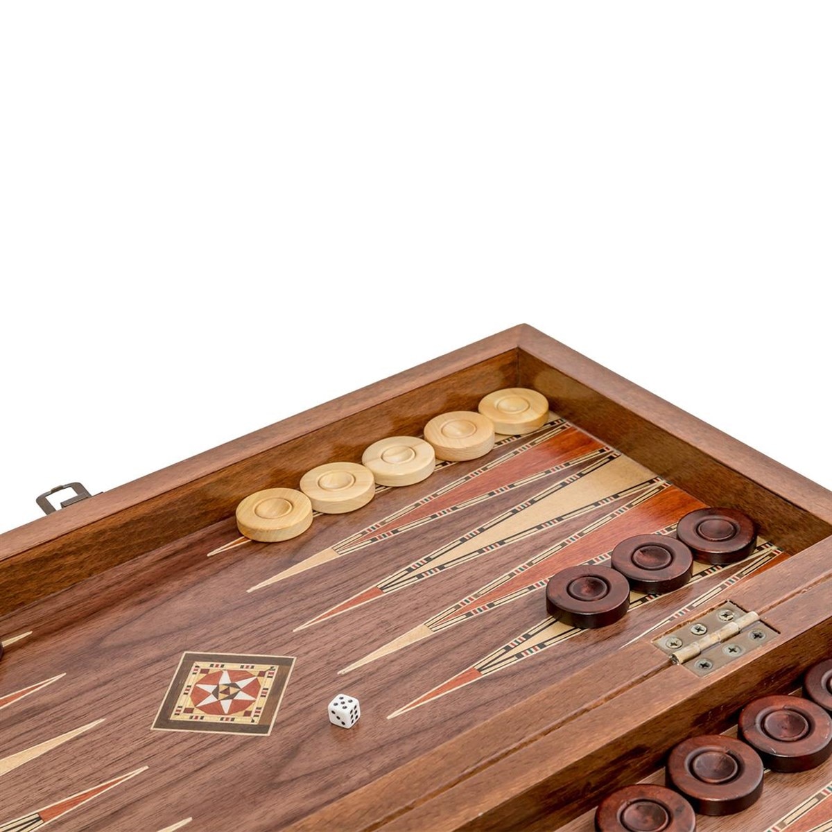 Joc de table si sah din lemn masiv si sidef lucrate manual 2236 Walnut ...