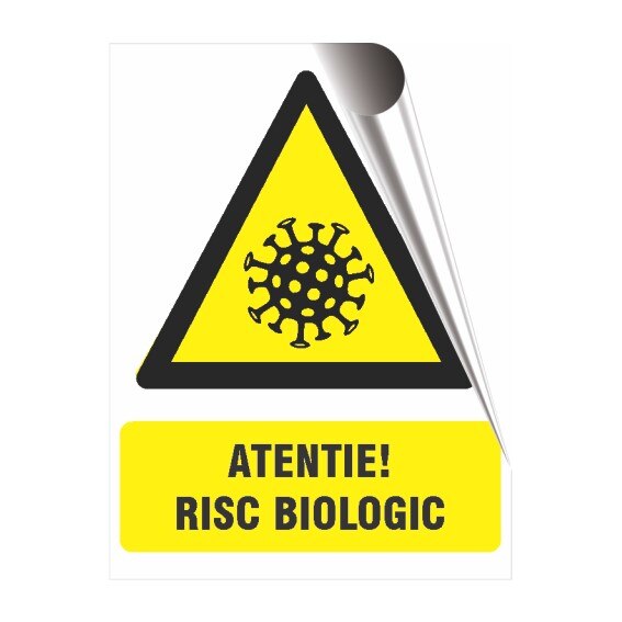Indicator Atentie! Risc biologic, 15x20cm, autocolant - eMAG.ro