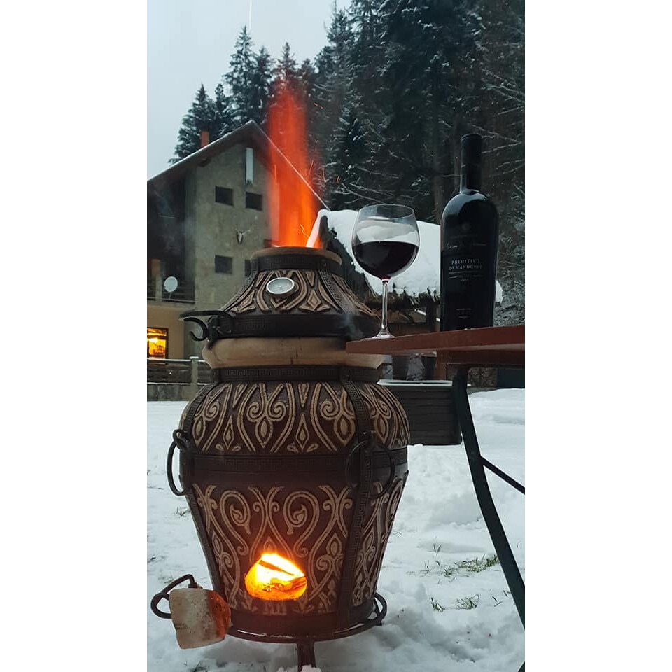 Tandor Tandyr Asia grill sütő, hőmérővel, 100 l, fehér / barna - eMAG.hu