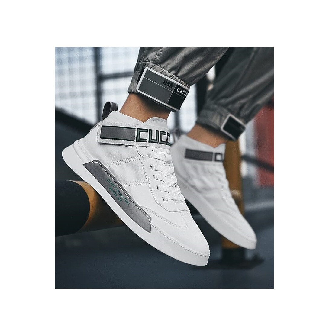 Pantofi Sport inalti, simpli, ALB, model pentru barbati, 43 - eMAG.ro