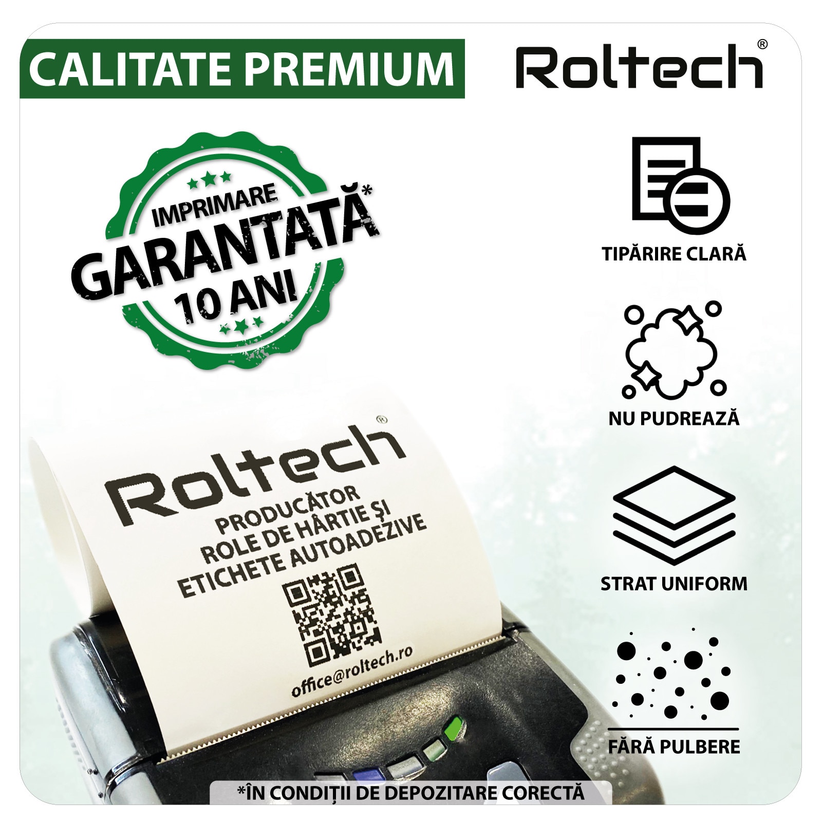 Rola hartie termica ROLTECH, 57mm x 18m, non-BPA - eMAG.ro