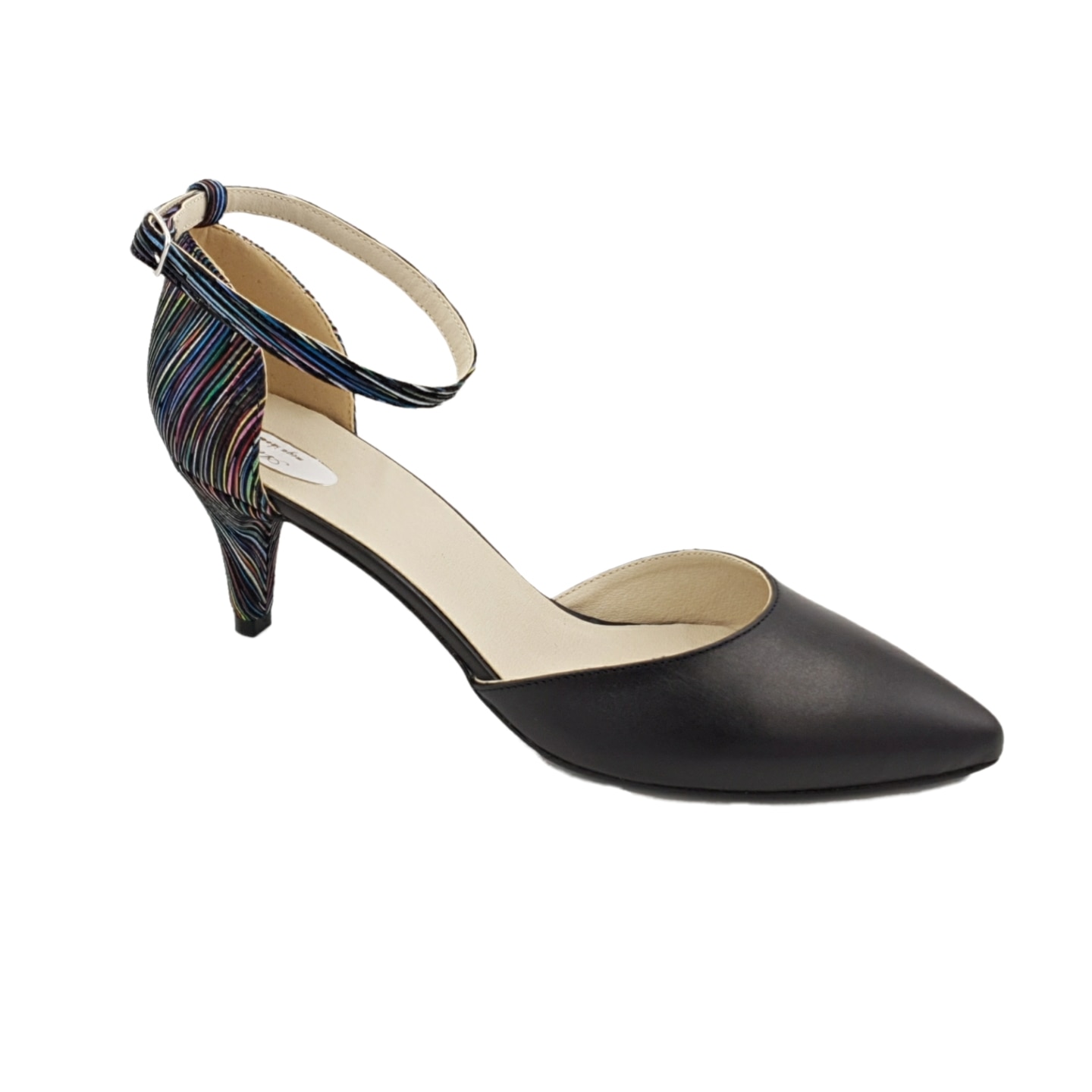 Sandale dama, SandAli, piele naturala, toc cui, imbracat, negru cu ...