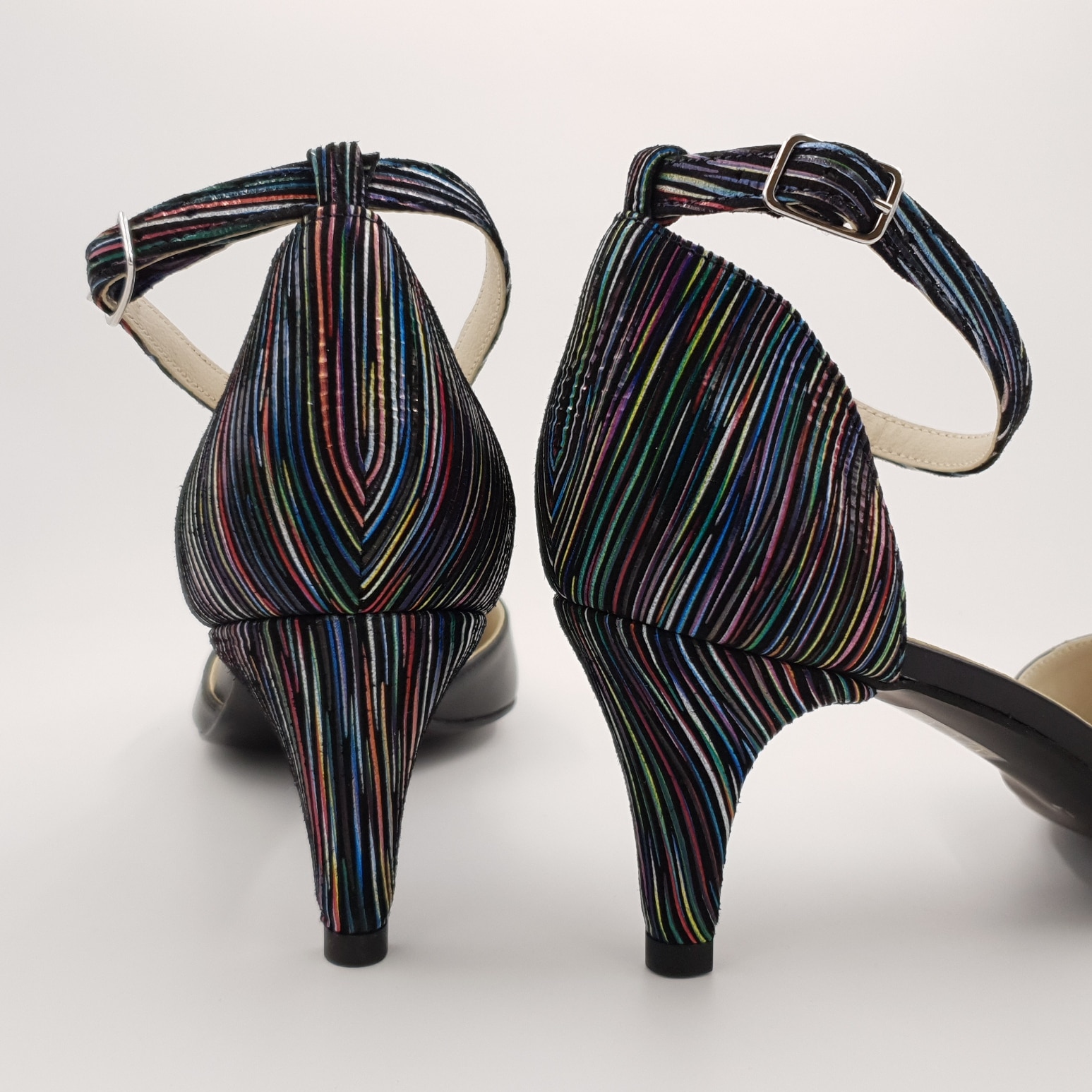 Sandale dama, SandAli, piele naturala, toc cui, imbracat, negru cu ...