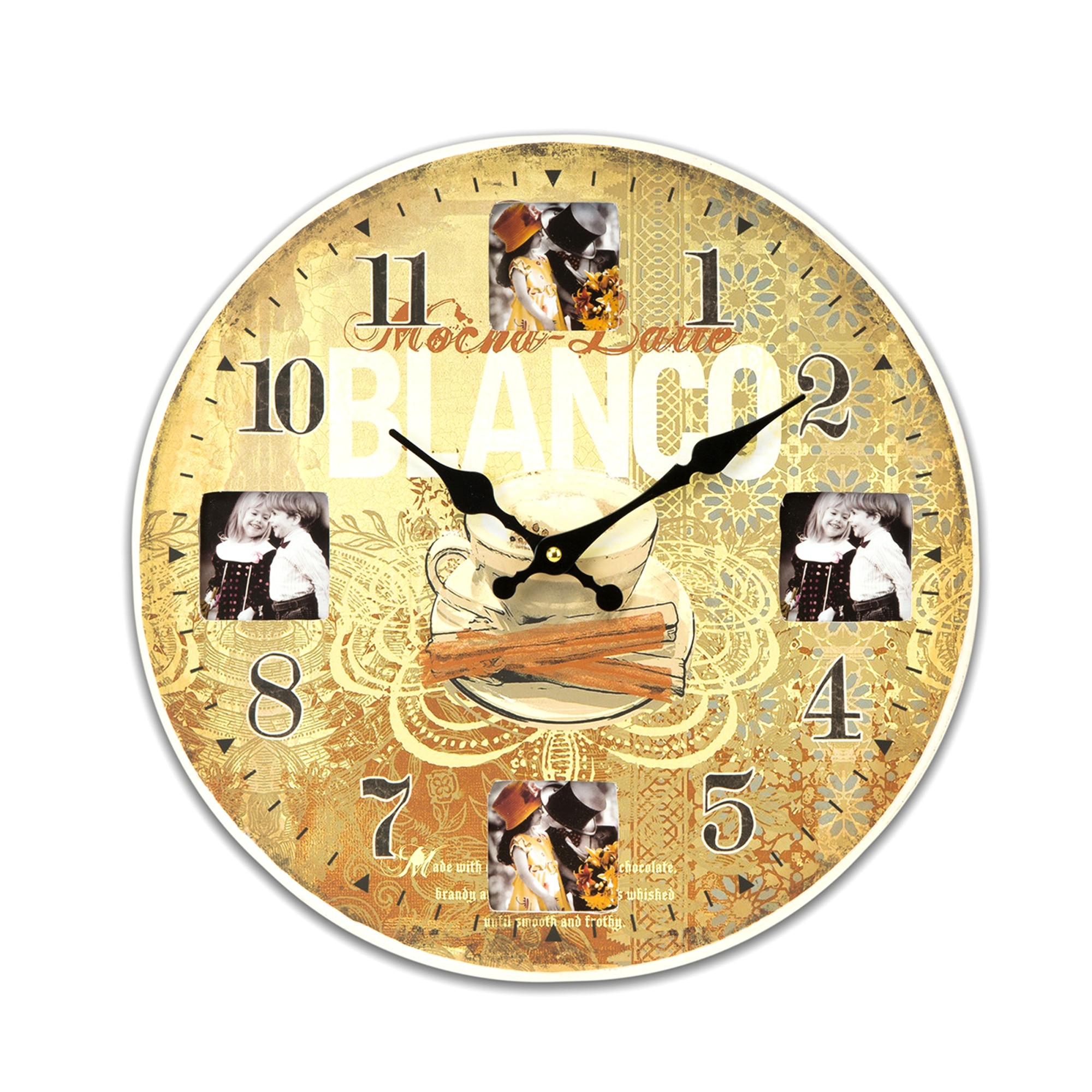 Ceas decorativ cu rama foto, 34x34cm, Blanco, creme - eMAG.ro