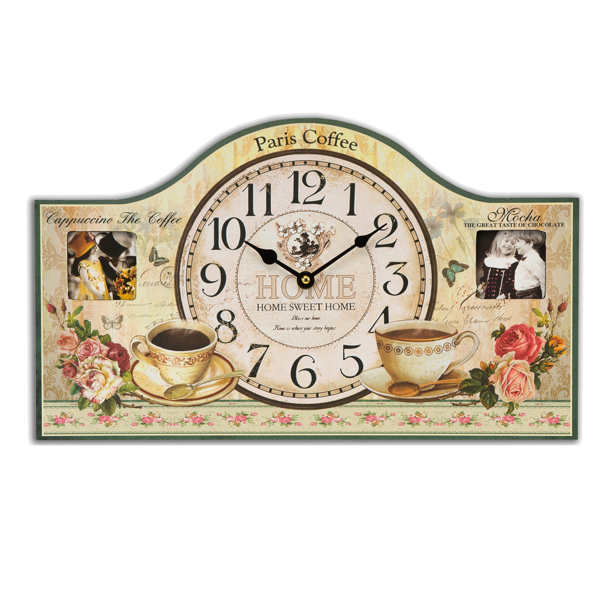 Ceas decorativ cu rama foto, 40x24cm, Cafe - eMAG.ro