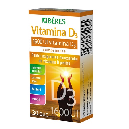 Supliment alimentar Vitamina D3 1600UI, Beres, 30 comprimate - eMAG.ro