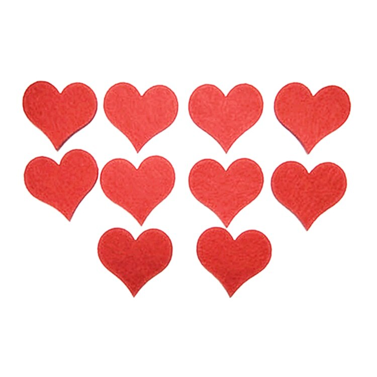 Set 10 figurine din fetru - inimi rosii, 4 cm - eMAG.ro