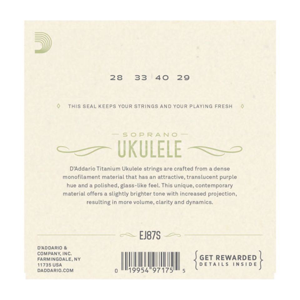 Set Corzi Ukulele Soprano - D'Addario EJ87S Titanium - eMAG.ro