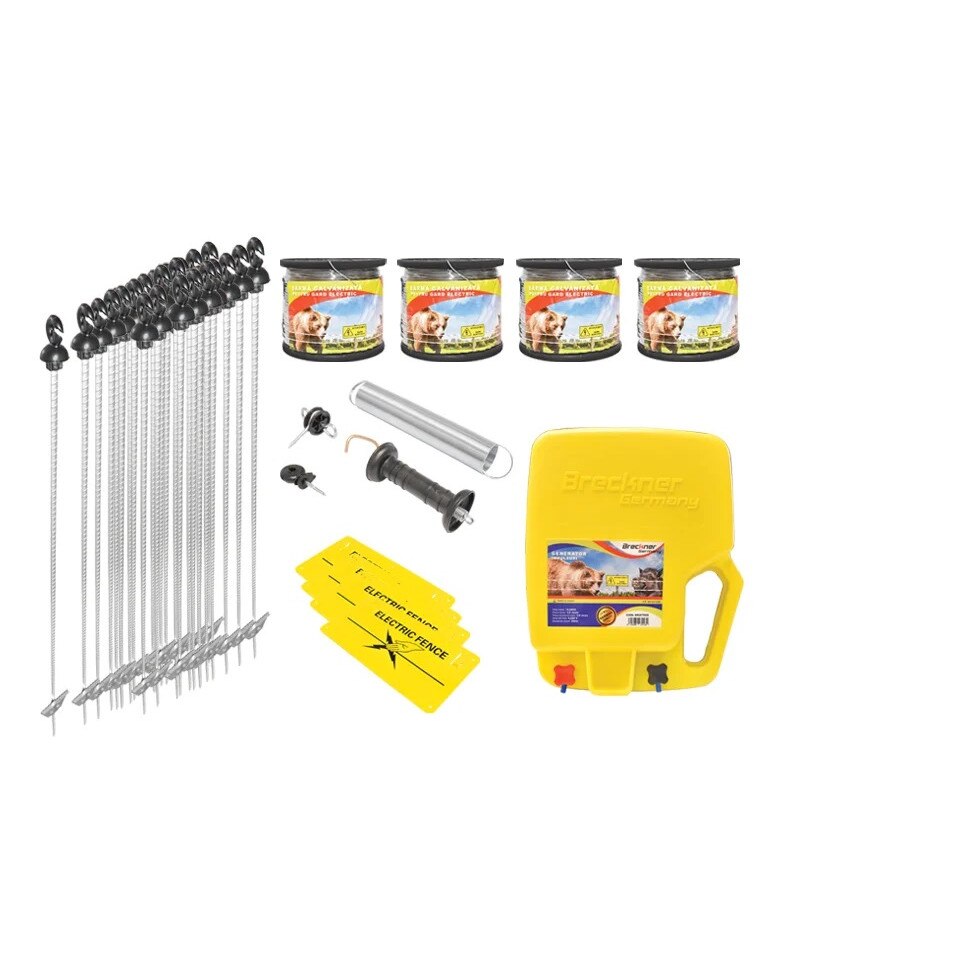 Kit complet gard electric 13,8-220V 4,5 Joule, sarma 2000m, 100 stalpi ...