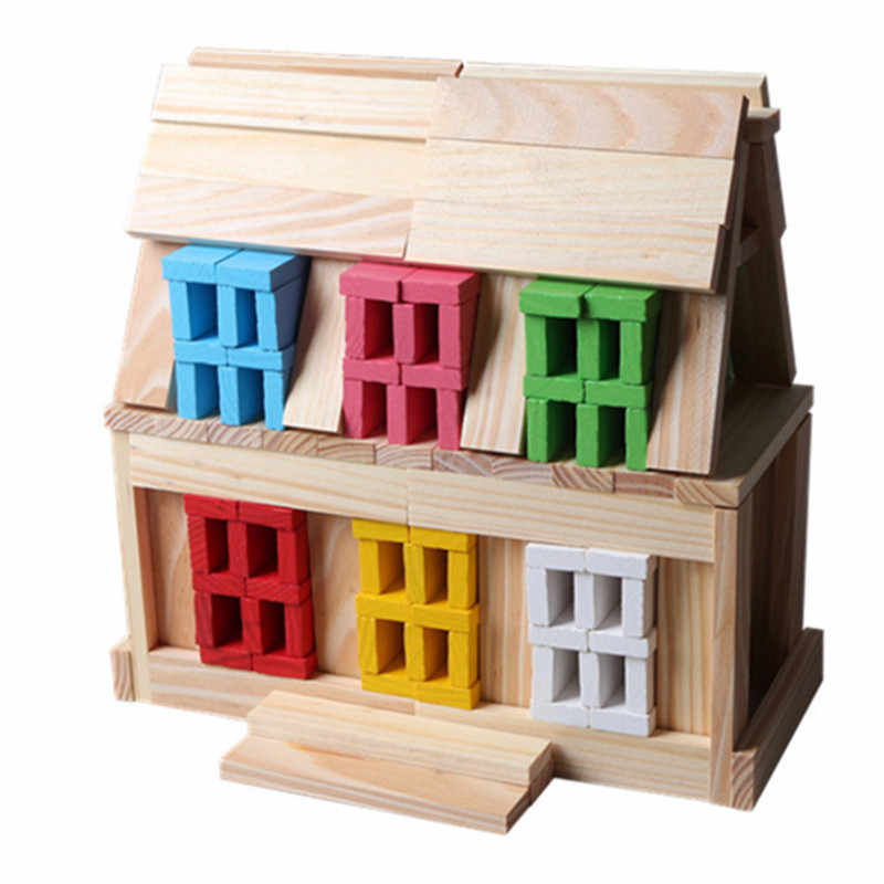 Set Cuburi de Constructii creative din Lemn Ecologic, 150 piese ...