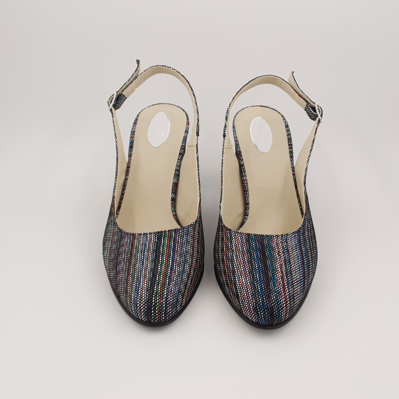 Sandale dama, SandAli, piele naturala, toc gros, imbracat, linii ...