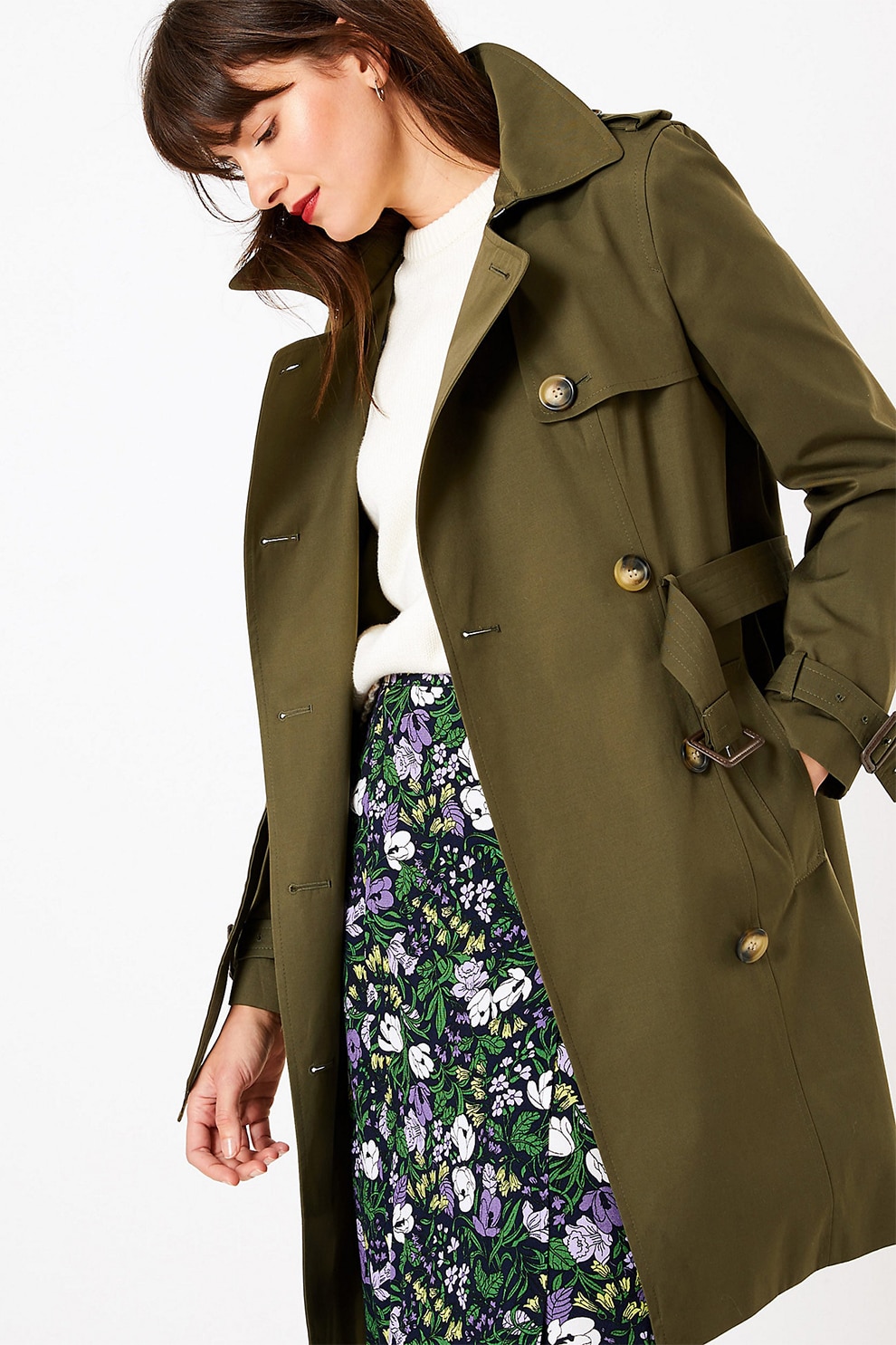 Marks & Spencer, Trenci impermeabil, Verde militar, 18 - eMAG.ro