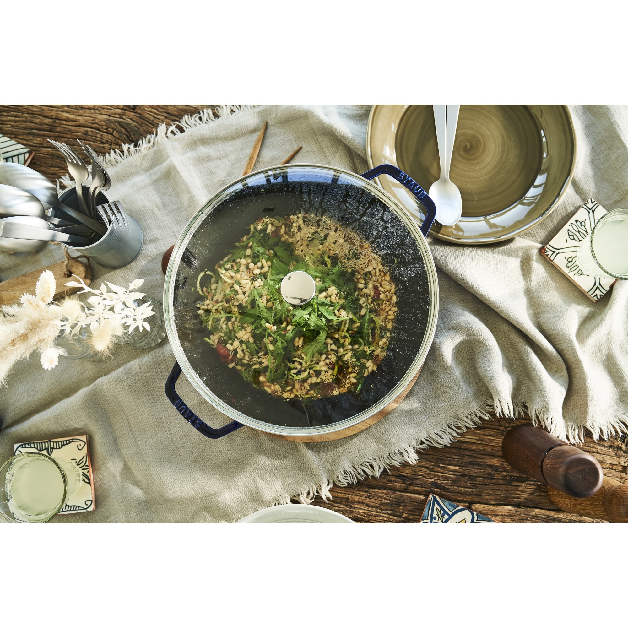 Tigaie wok, fonta, 30cm, Dark Blue - Staub - eMAG.ro