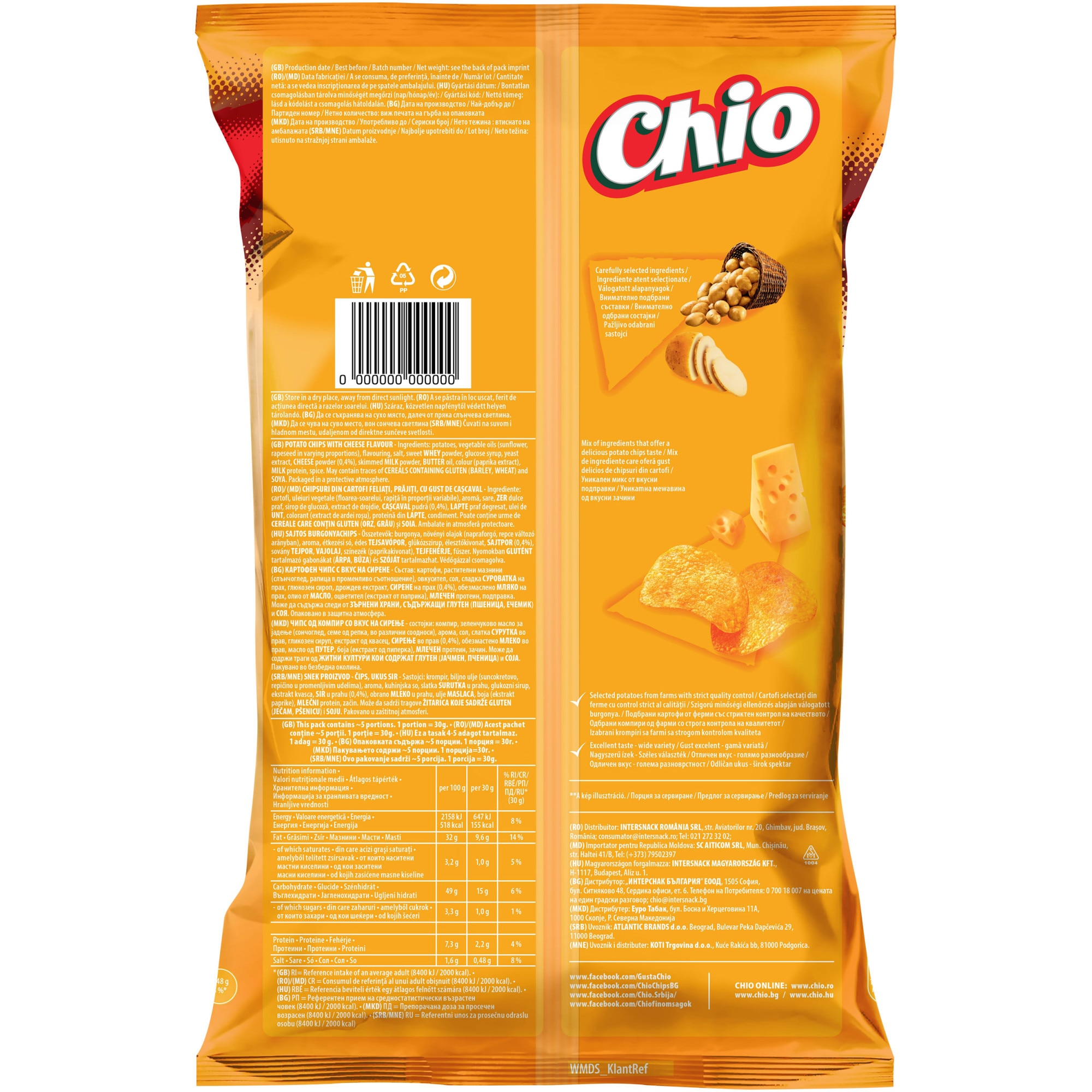 Chipsuri cu gust de cascaval Chio, 140g - eMAG.ro