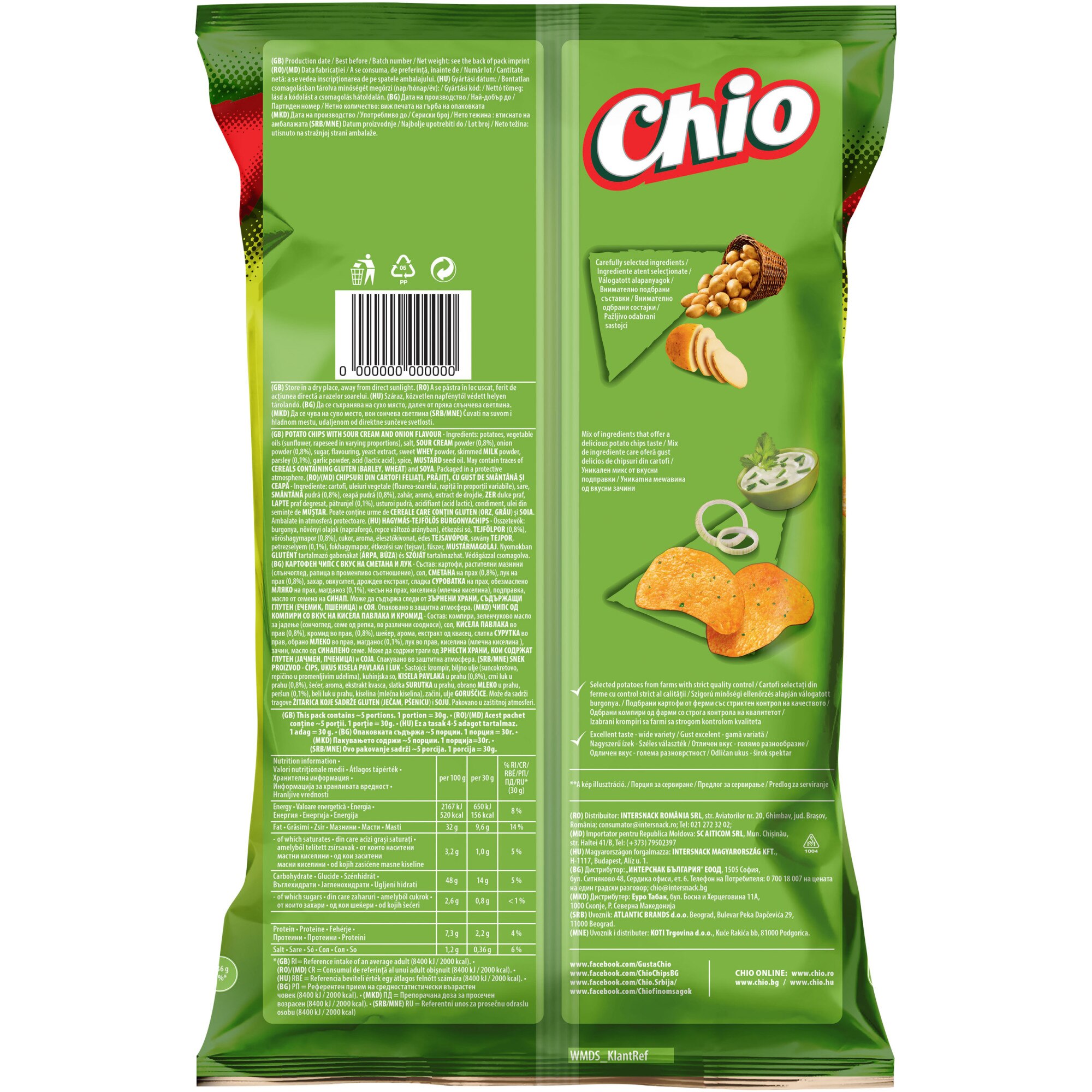 Chipsuri Chio cu gust de smantana si ceapa 200g - eMAG.ro