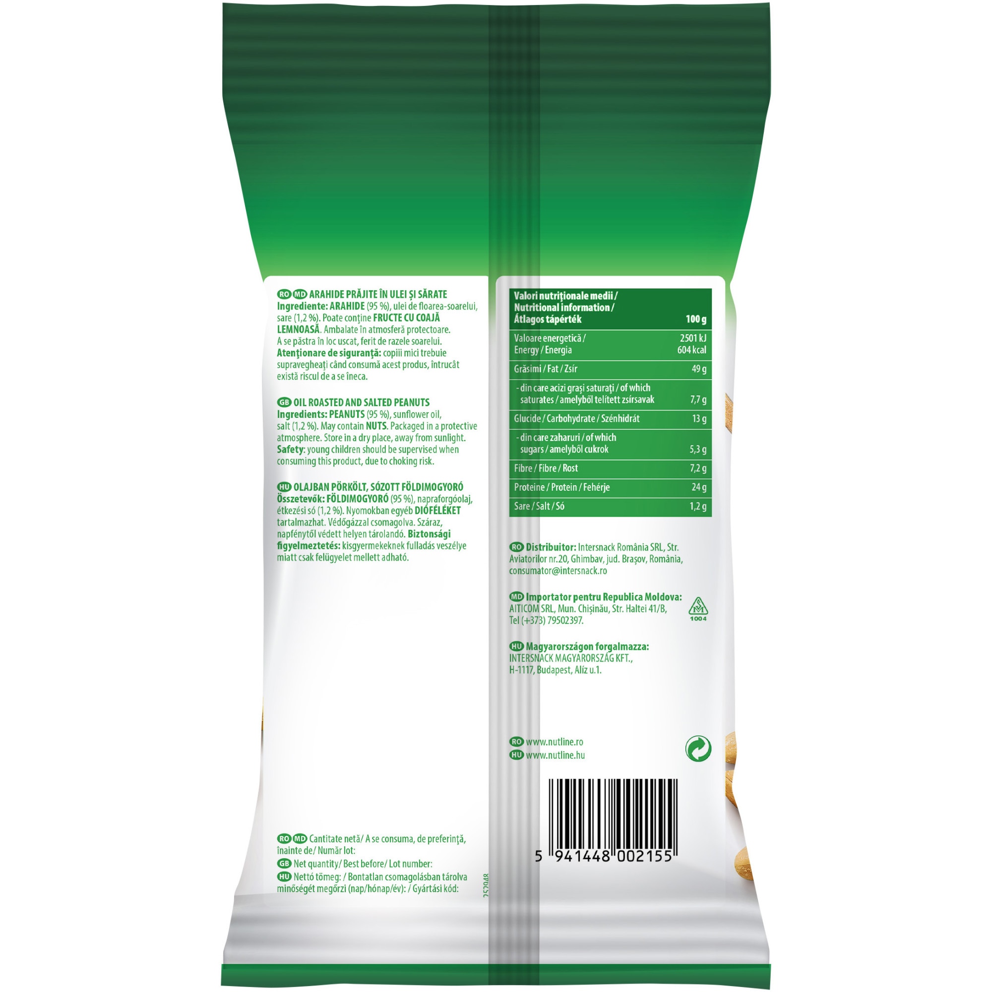Arahide prajite cu sare Nutline, 300G - eMAG.ro